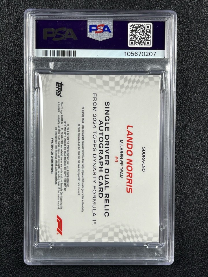 LANDO NORRIS PSA 9 2024 TOPPS DYNASTY FORMULA 1 F1 DUAL RELIC PATCH ...