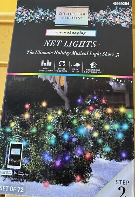 Gemmy Orchestra of Lights LED Net Lights Multicolor Light Show 2 Sets ...