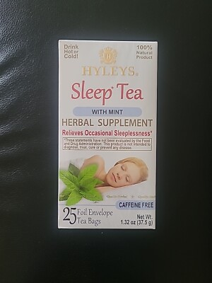 Hyleys SLEEP TEA WITH MINT Herbal Supplement 25 Tea Bags Caffeine Free ...