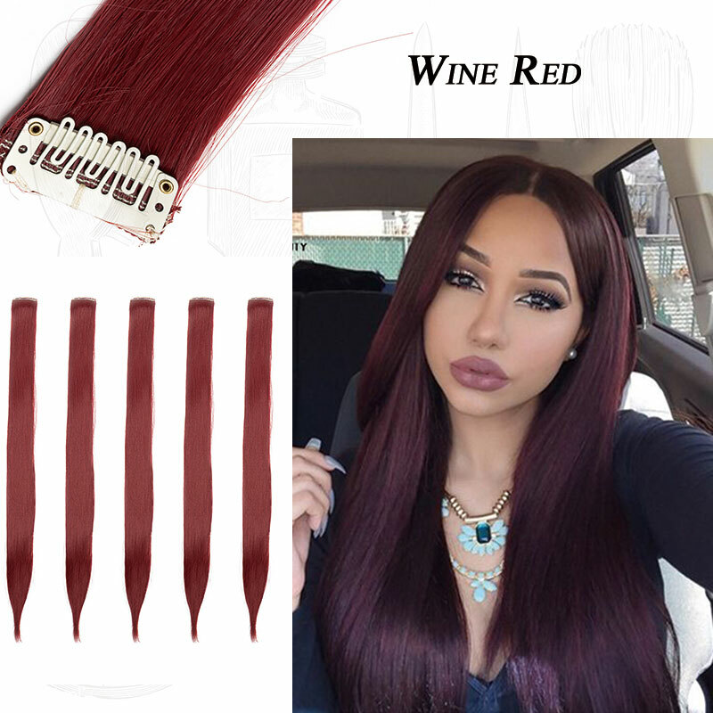 25+Colors Highlight For Human Hair Extension Clip in Piece Real Natural ...