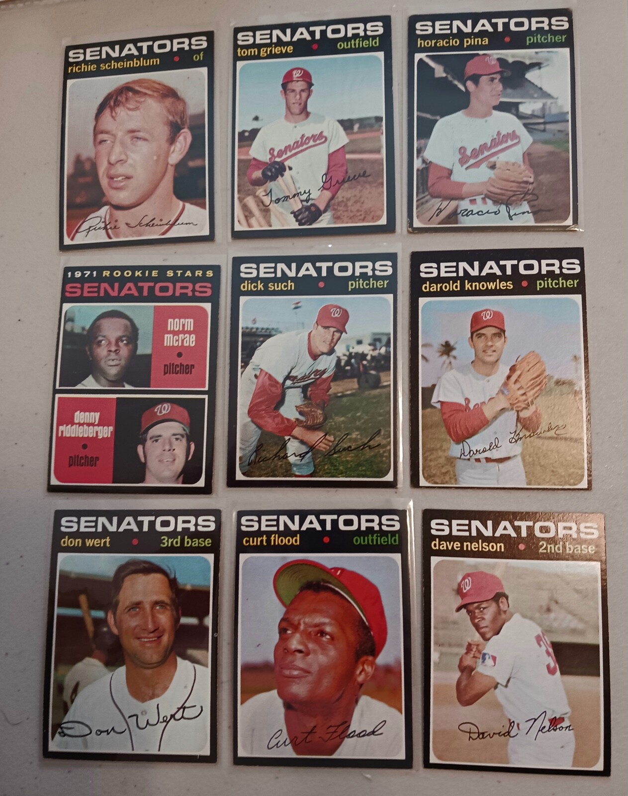 Lot of 9 1971 Topps WASHINGTON SENATORS vintage cards. CURT FLOOD | eBay