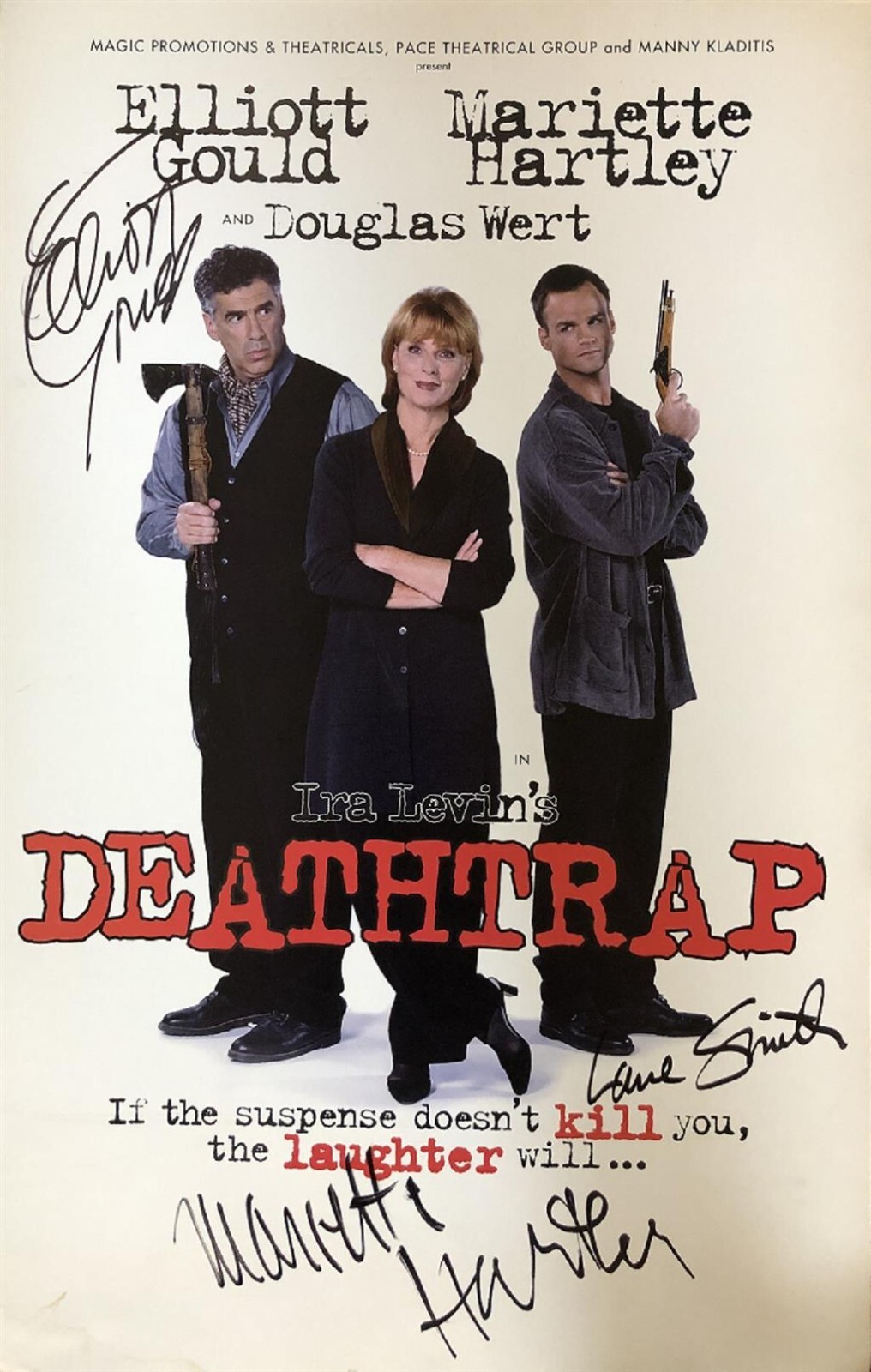 "Deathtrap" Vintage Poster Signed by Lane Smith, Mariette Hartley ...