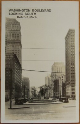 Detroit, MI 1930 Realphoto Postcard: Washington Boulevard, South ...