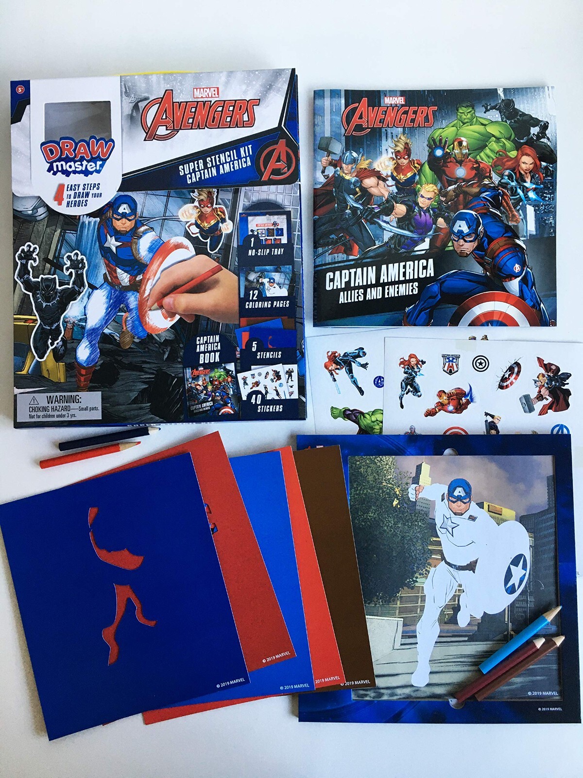 Drawmaster Marvel Avengers: Captain America Super Stencil Kit: 4 Steps ...