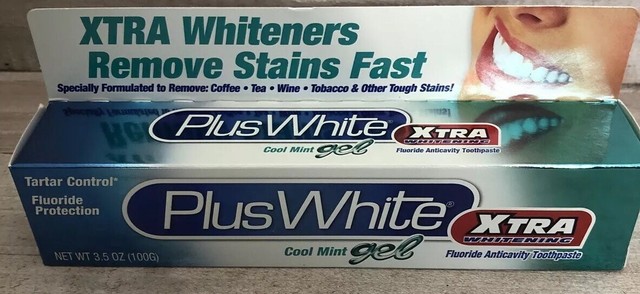 Plus White Toothpaste Xtra Whitening Cool Mint Gel 3.5 Ounce (103ml) (2 ...