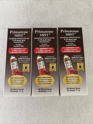 3 Pack Primatene Mist Epinephrine Inhalation Aerosol Spray 160 Sprays ...