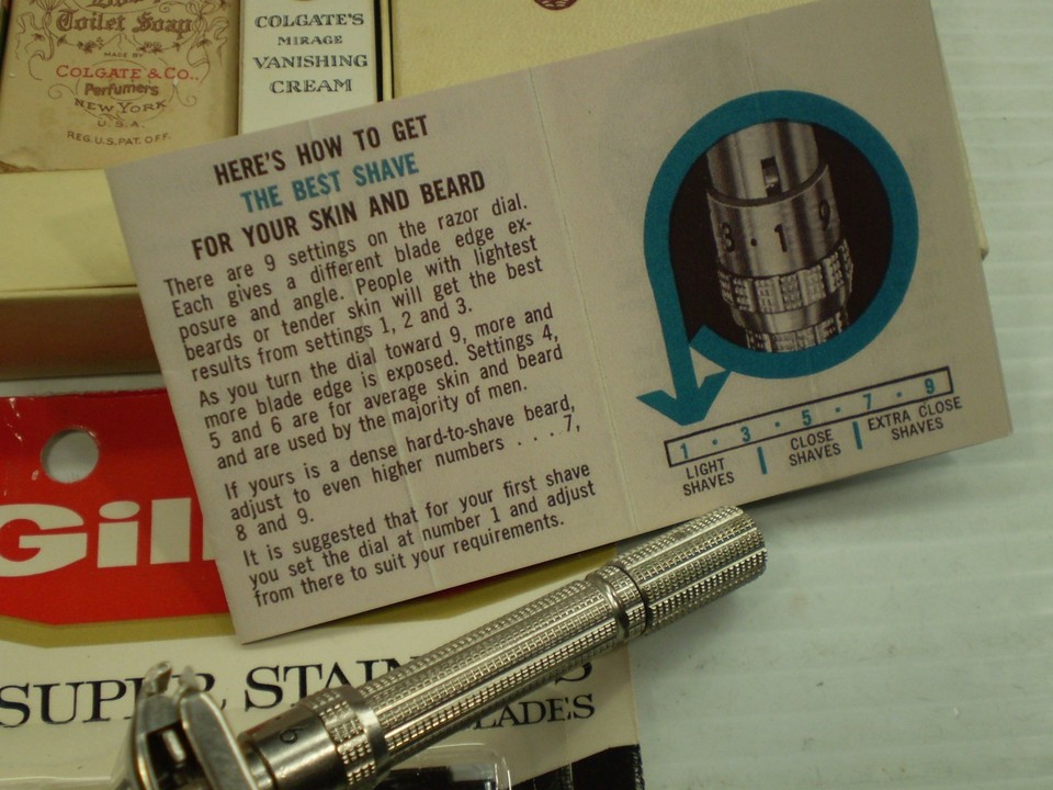 VINTAGE GILLETTE SLIM ADJUSTABLE SAFETY RAZOR - SHAVE READY (USA) | eBay