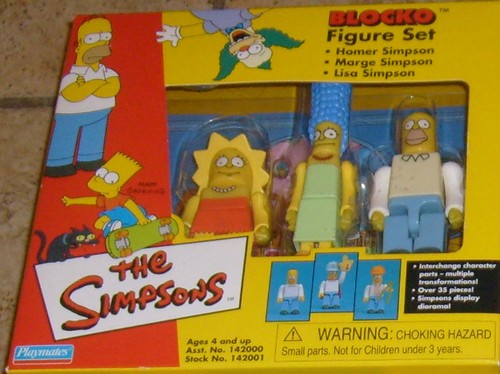 Simpsons BLOCKO HOMER MARGE LISA 3 Figure Set Playmates Minimates MIB ...