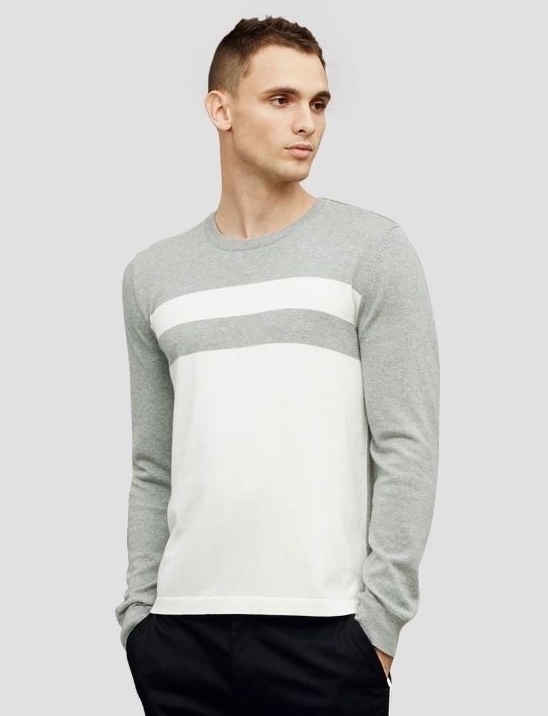 Kenneth Cole Black Label Color Block Striped Sweater, Grey/White, New ...