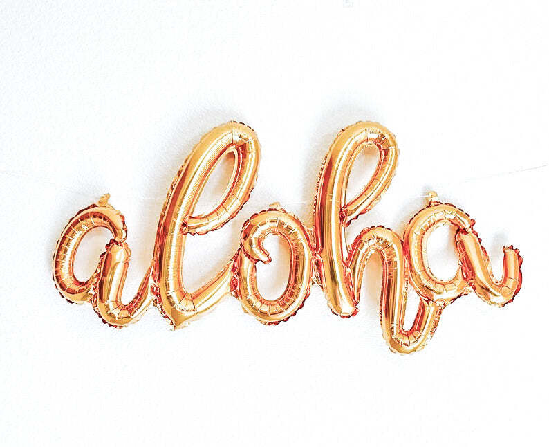 16" Script gold "aloha" Cursive Balloon Letters | eBay