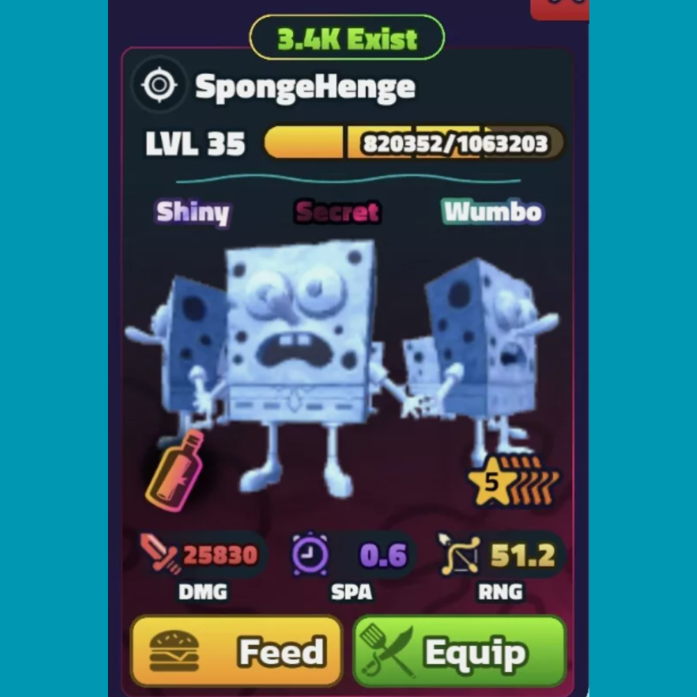 SPONGEHENGE [SECRET FORMULA] [SHINY WUMBO] [5 ⭐️] - SPONGEBOB TOWER ...