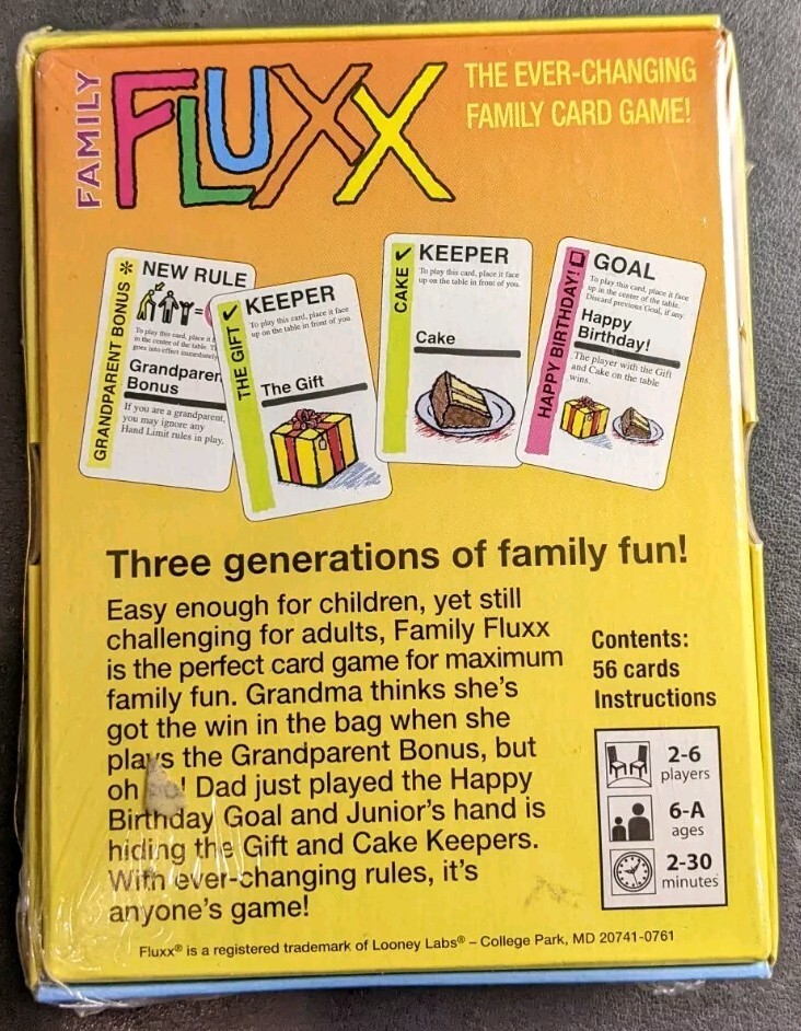 FAMILY FLUXX 1.1 The Ever-Changing Family Card Game RARE! SEALED! LOO ...