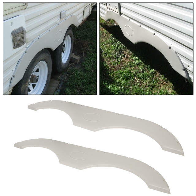 2x Tandem Pair Trailer Fender Skirt in White for RVS Campers and ...