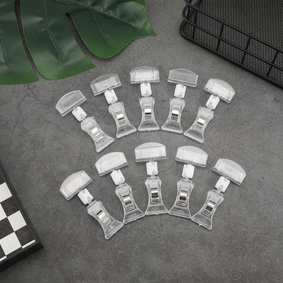 10pcs Merchandise Sign Clip Acrylic Price Tag Clips Display Holders Tag ...