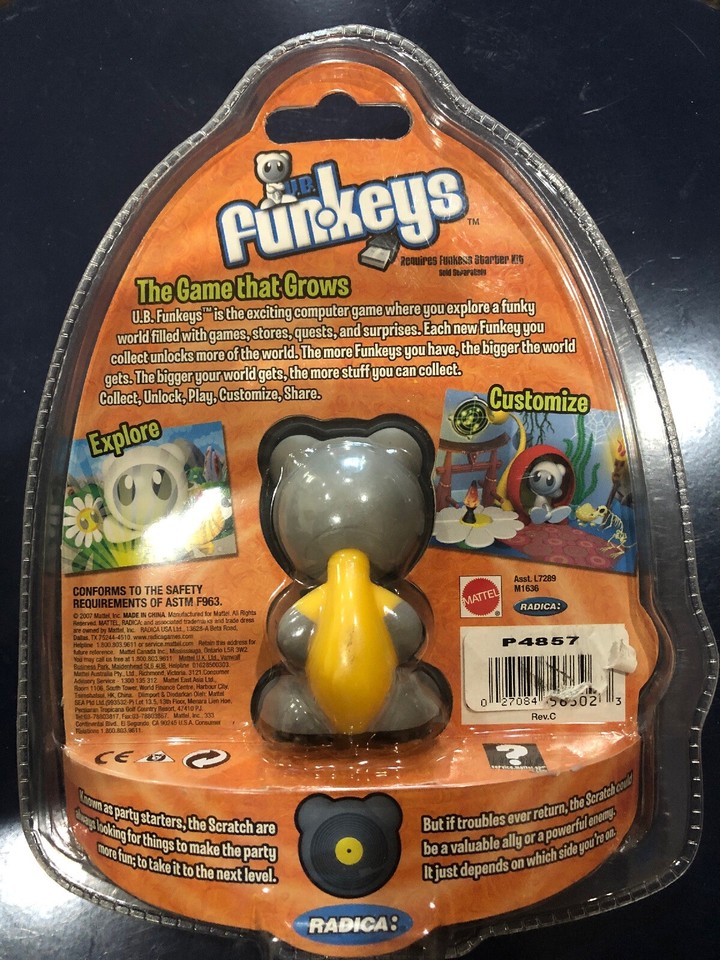 U.B. FUNKEYS RARE SCRATCH GREY & YELLOW 2007 NEW IN SEALED PACKAGE ...