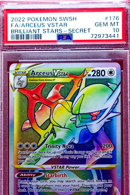 Pokémon TCG Rainbow Arceus VStar SWSH 176/172 Holo Ultra Rare PSA 10 ...