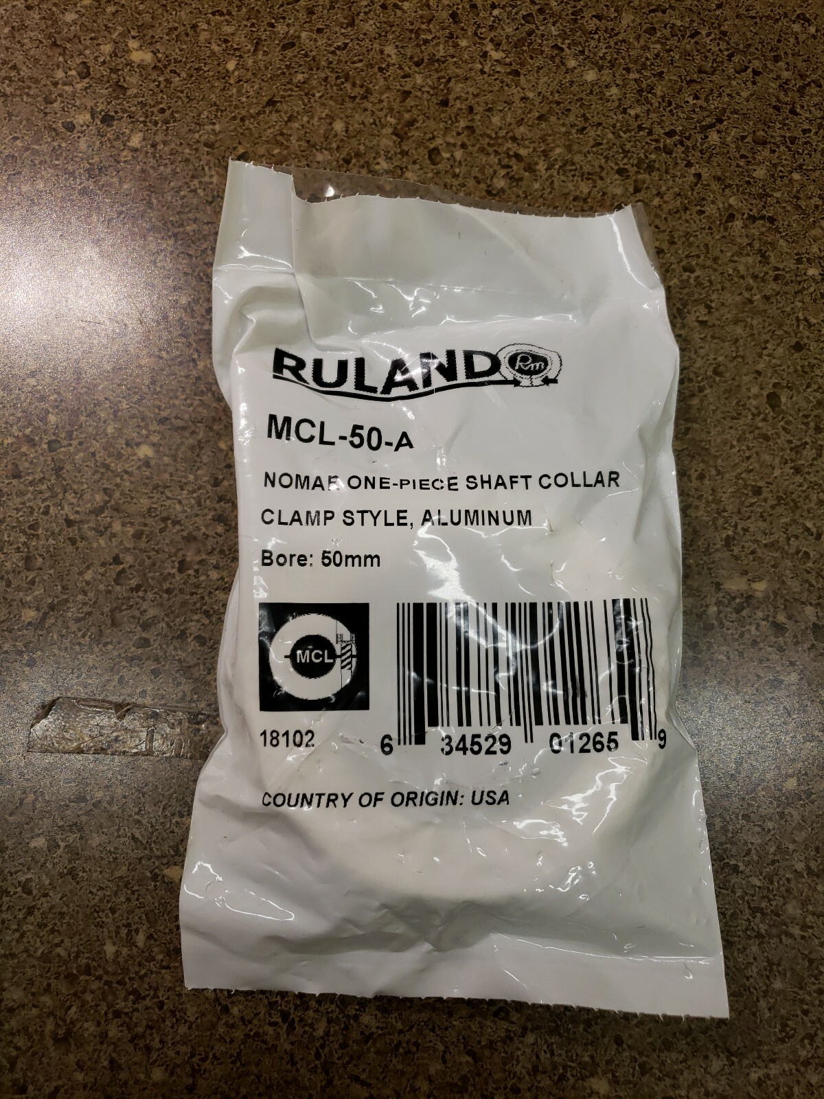 Ruland MCL-50-A Nomar One-Piece Shaft Collar Clamp Style Aluminium Bore ...