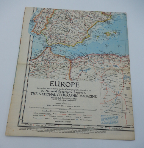 Vintage 1957 Europe Map The National Geographic Society For Nat. Geog ...