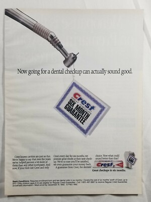 1992 Magazine Advertisement Page Crest Toothpaste Checkups 6 Month ...
