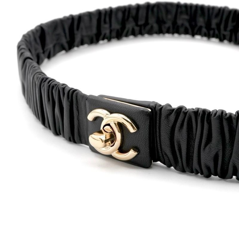 CHANEL BELT AUTH Gold Medal kenkenjp LOGO Plate COCO Turn rock Black ...