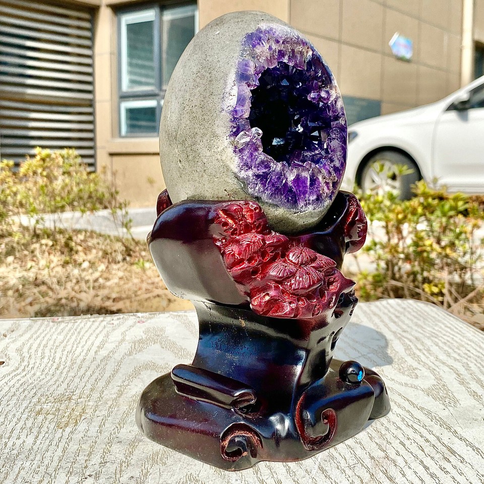 3.32LB Rare Uruguayan amethyst dragon egg cave decoration+base | eBay