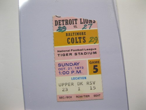 Oct 21, 1973 Baltimore Colts vs Detroit Lions Ticket Stub | eBay