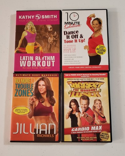 Lot of 4 Fitness DVDs Jillian Michaels, The Biggest Loser, Dance It Off ...