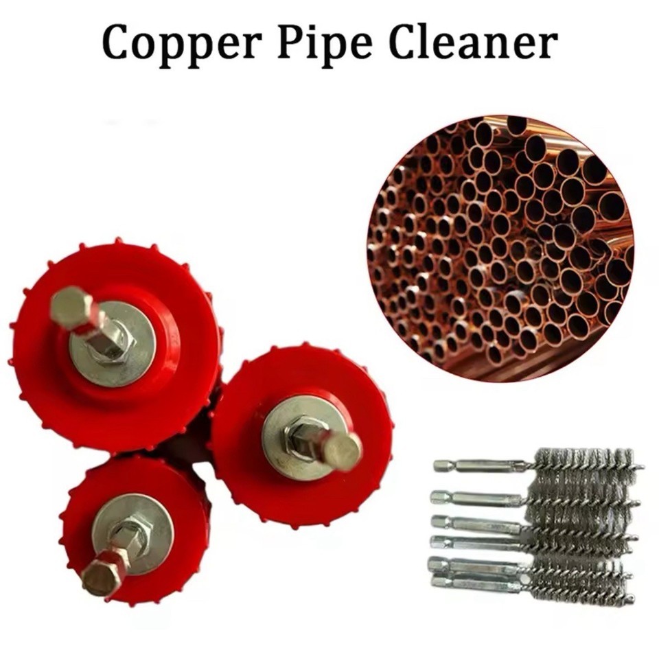 9 Pcs Copper Pipe Cleaner Set For Power Drill Tube Cleaning Brush For ...