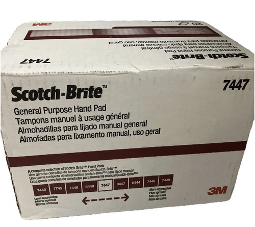 3M 7447 SCOTCH BRITE MAROON ABRASIVE HAND PADS BOX OF 20 NEW IN BOX | eBay