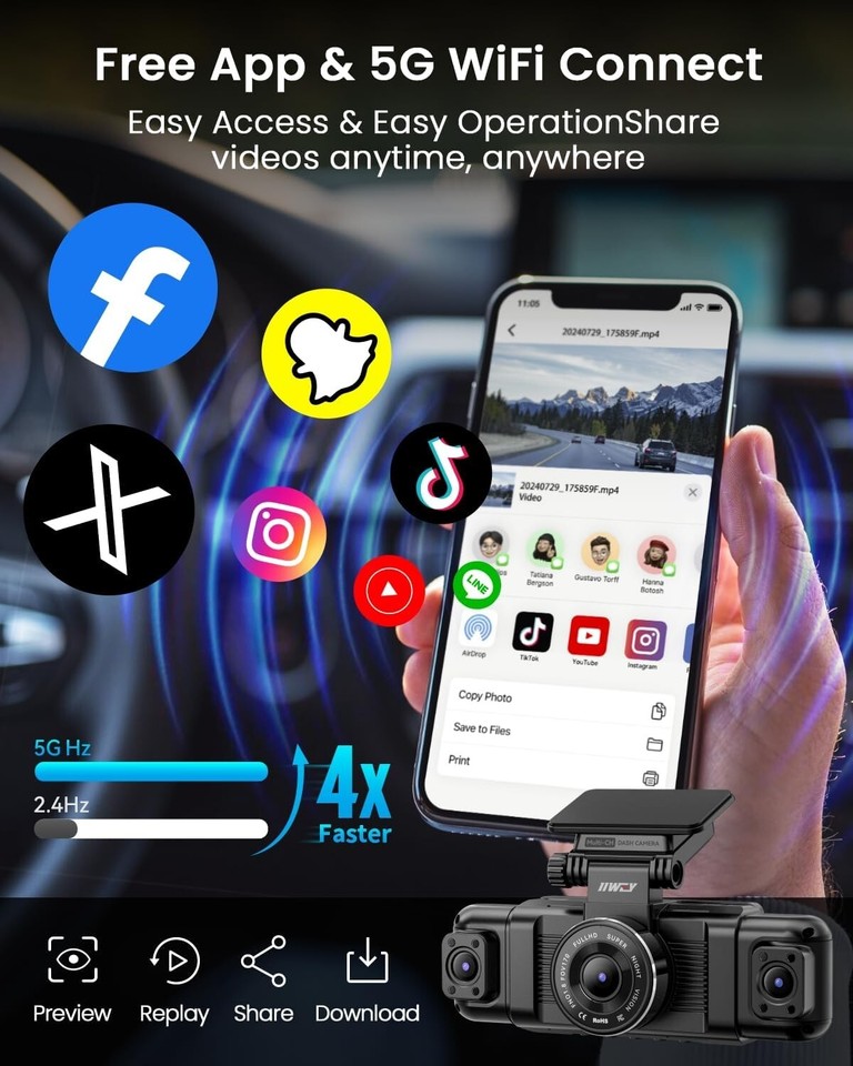 N5 4 Channel Dash Cam 360° View, 1080P Front and Rear Inside, Left ...