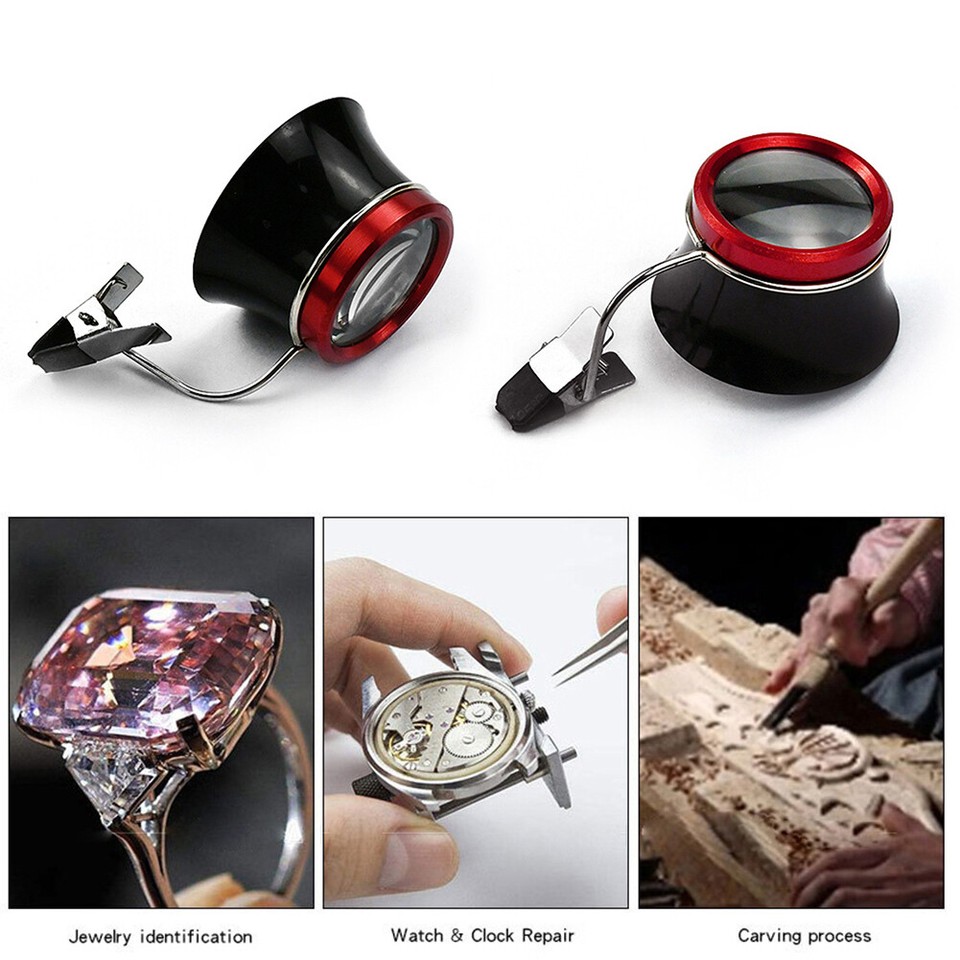 Clip-On Watchmakers Watch Magnifier 10x Jewelry Magnifying Eye Loupe ...
