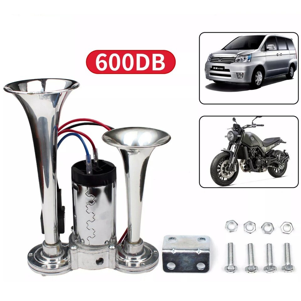 Super Loud Train Electric Air Horn 600DB Dual Trumpets Car Truck Boat ...