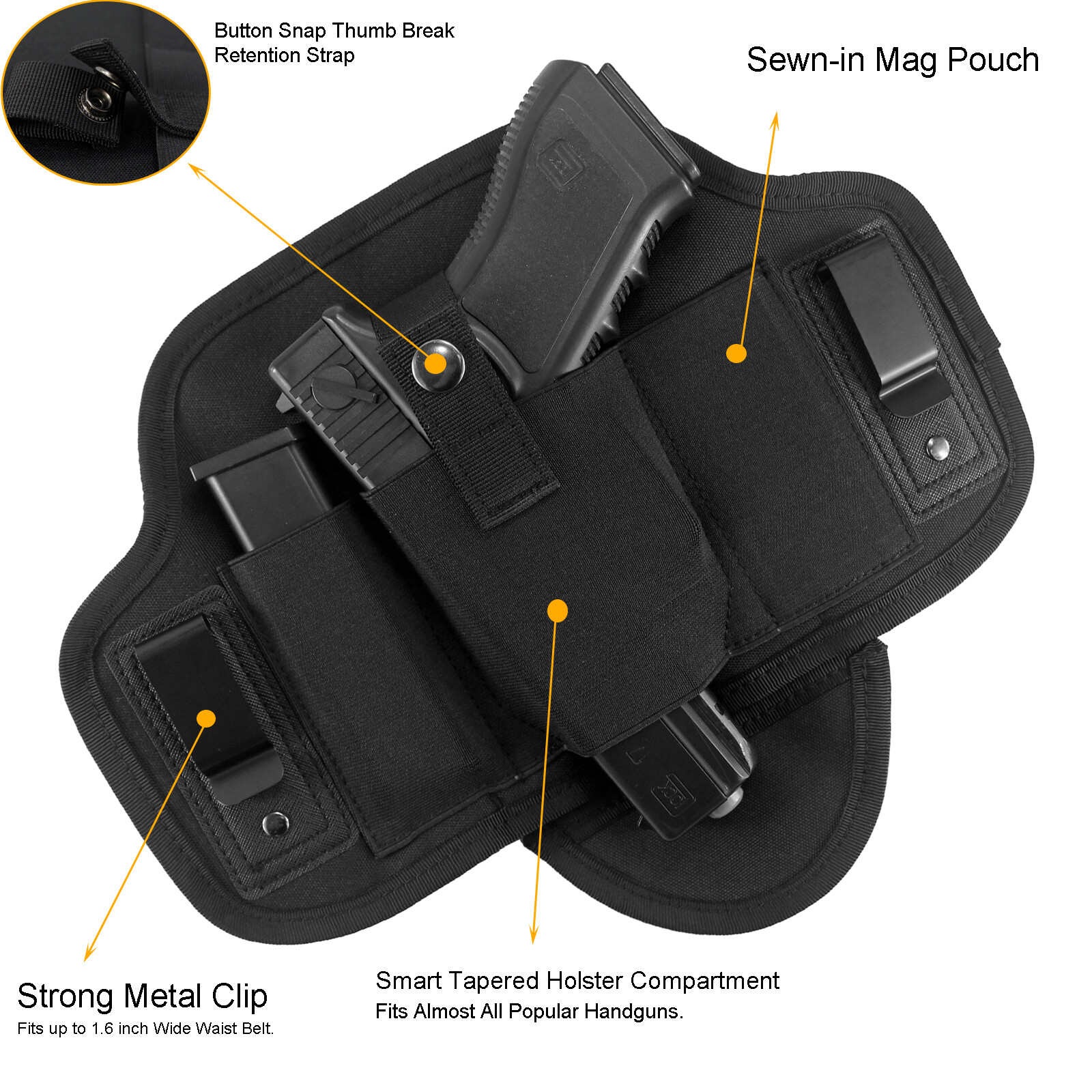Tactical Pancake IWB Concealed Carry Gun Holster with 2 Mag Pouch ...