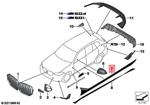 Genuine BMW X5 G05 X5 30dX Foil Application Frozen Black Left/Right ...