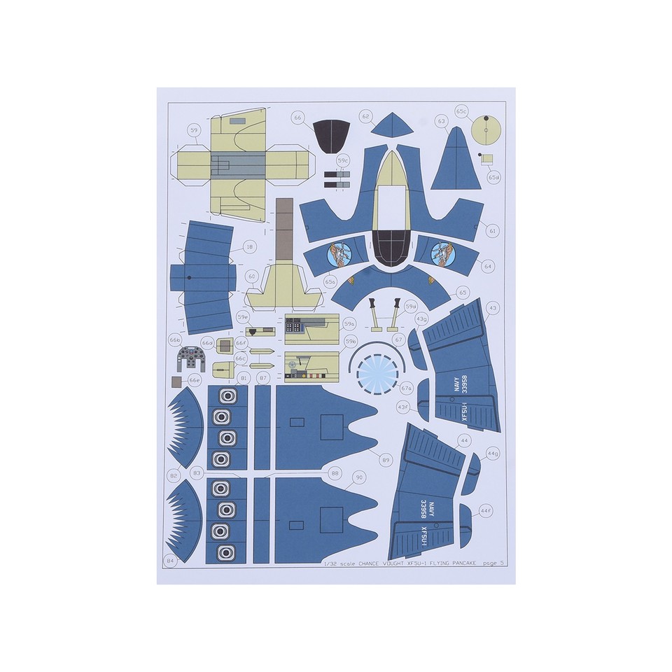 DIY 1/32 American XF5U-1 Flying Pancake Fighter 3D Paper Model Puzzle ...