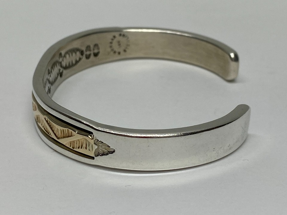 B. MORGAN STERLING 14K GOLD STAMPED - STERLING SILVER - MENS Cuff 47.4g ...