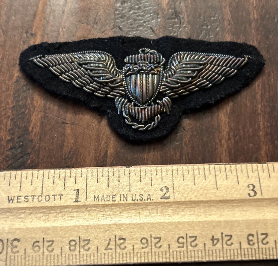 WW II US NAVY Gold & Silver Bullion Pilot Wings For Aviation Green ...