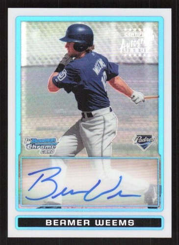 2009 BOWMAN BEAMER WEEMS BCP111 CHROME 1ST RC REFRACTOR AUTOGRAPH 8/500 ...