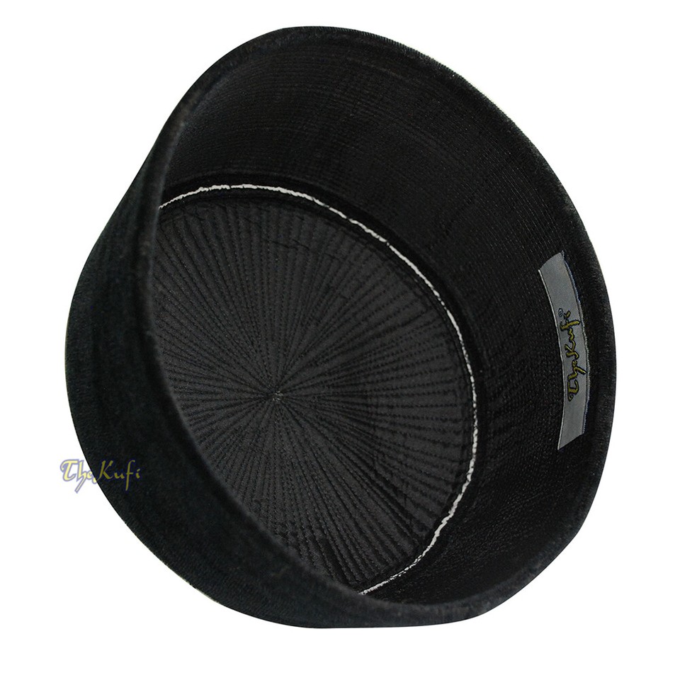 Black Premium Rigid Velvet Kufi Hat Turkish Chechen-style - Muslim ...