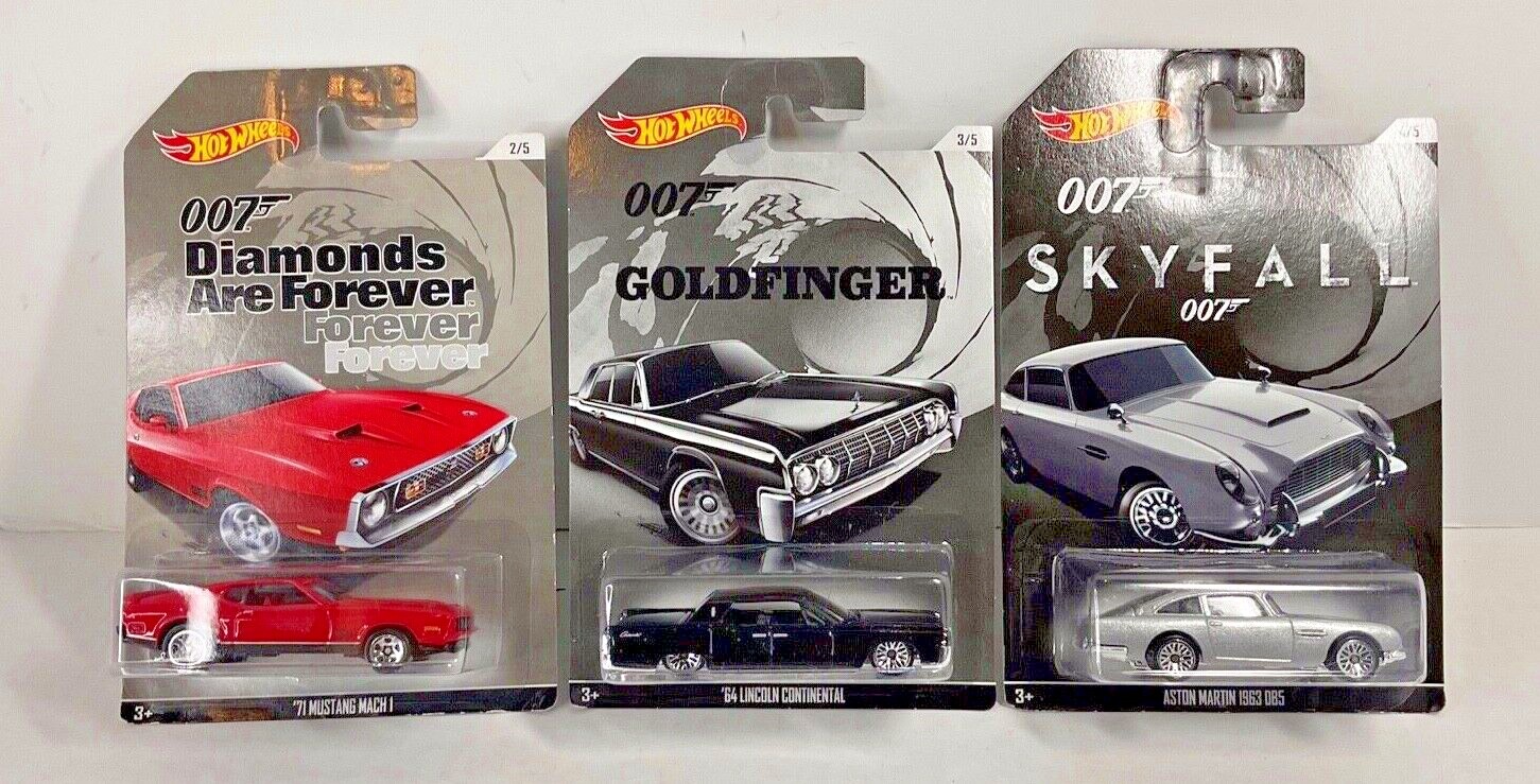 NIP HOT WHEELS 007 LOT OF3 GOLDFINGER, DIAMONDS ARE FOREVER, SKYFALL F4 ...