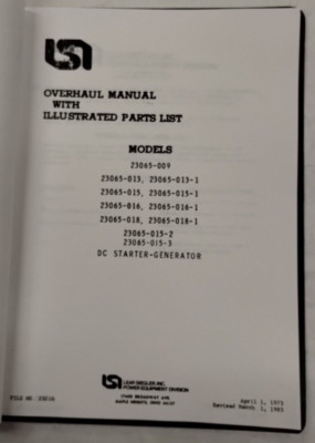 Lear Siegler Models 23065-013/-015/-016/-018/-013-1/015-1/ Overhaul ...