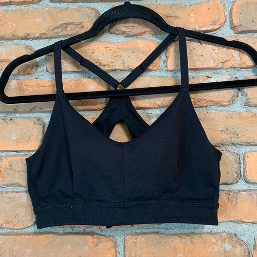 Zella Scoop Neck Low Impact Sports Bra Keyhole Racerback Wireless Black ...