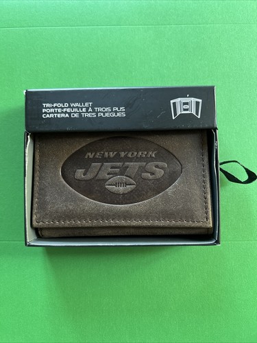 Official NFL Leather Wallet TriFold Embossed New York Jets Dark Brown ...