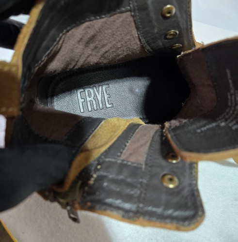 Frye Russell Mens Size 11 Tan Leather Suede Cap Boots Lace up side Zip ...