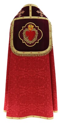 Red Roman Cope with stole "Sacred Heart" Vestment Capa pluvial Roja ...