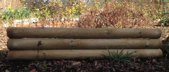 3 X 21cm High Horizontal Wooden Log Panels - Garden Border Board Lawn ...