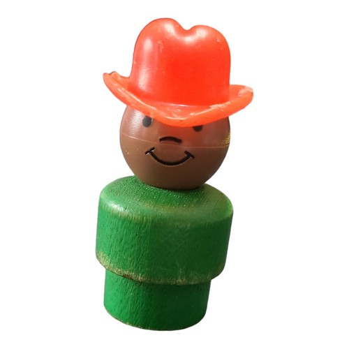 Fisher Price Farmer Man Red Hat Wood Body Play Family Farm #915 Little ...