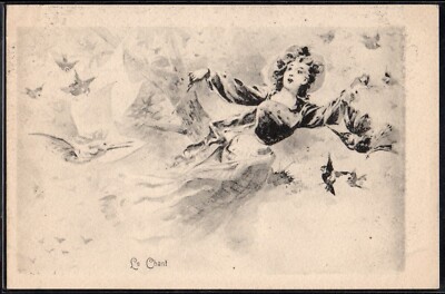 CB169 ART NOUVEAU a/s EMILE BAYARD "LE CHANT" BEAUTIFUL LADY WOMAN | eBay