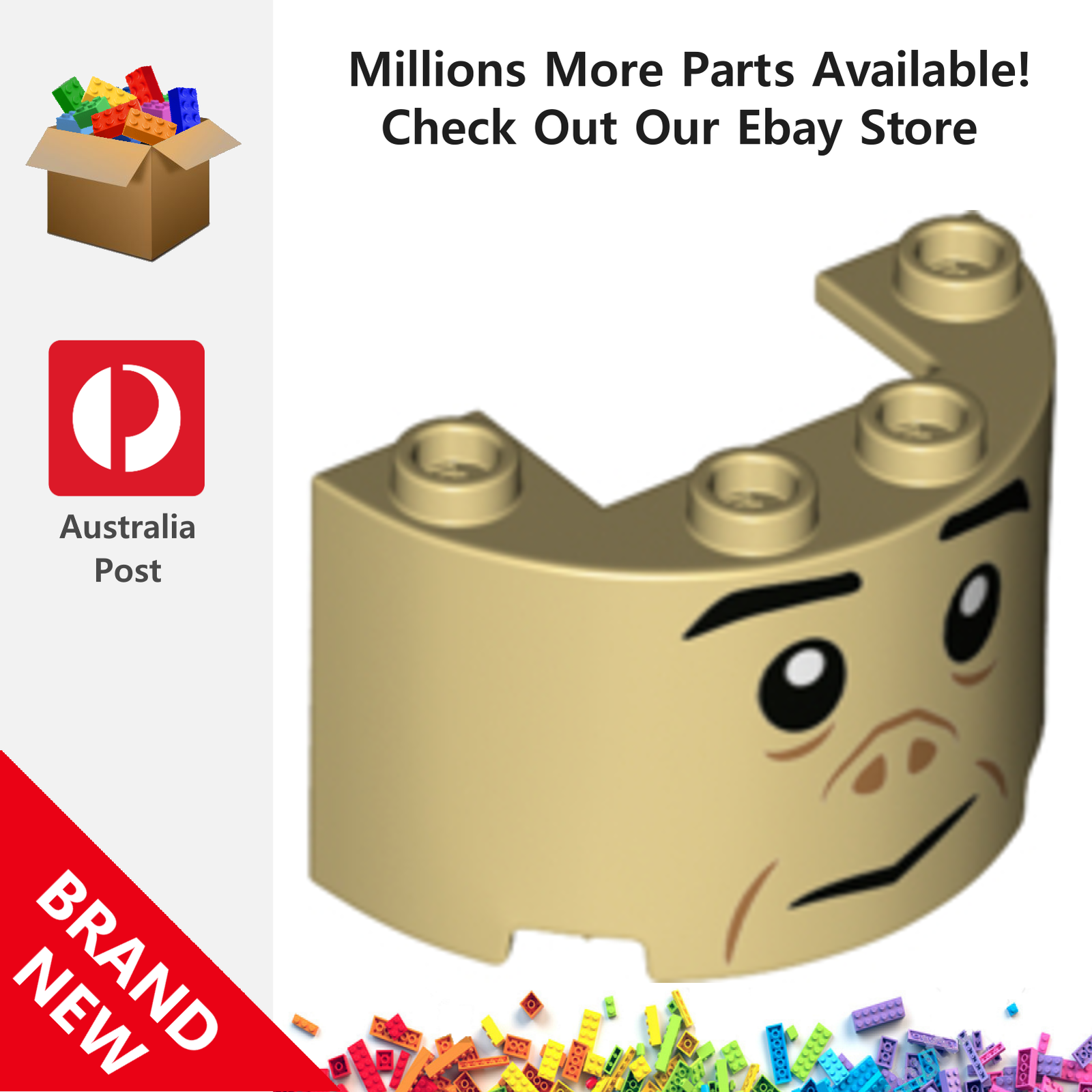 Genuine LEGO™ Tan Cylinder Half 2 x 4 x 2 with 1 x 2 Cutout 24593 ...