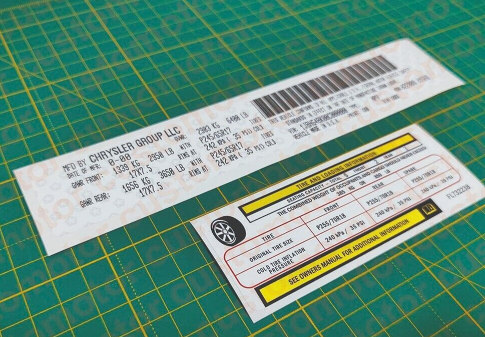 Chrysler Jeep Dodge Decal Set 2pc Factory Style Replica Stickers Labels ...